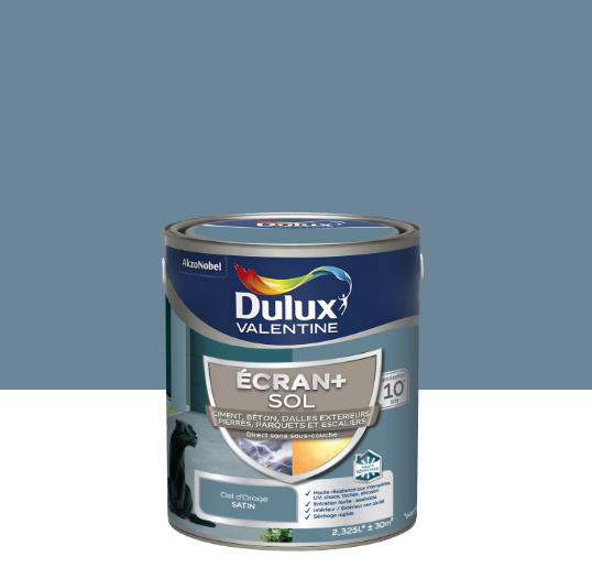 Dooitch - Peinture sol Ecran + DULUX VALENTINE, ciel d'orage satiné, 2.5 l